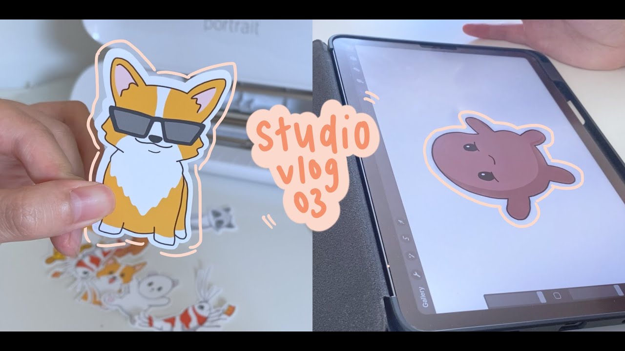 Studio Vlog 3 | making stickers. drawing. new design. small business ...
