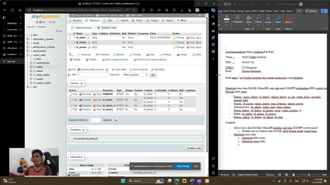 Tugas 2 Basis Data MSIM4206 - Pembuatan ERD Pada Data Base MySQL - YouTube