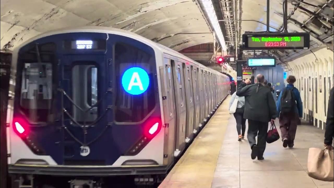 MTA New York City Subway 207 Street Bound Kawasaki R211A (A) Train Departing 190 Street - YouTube