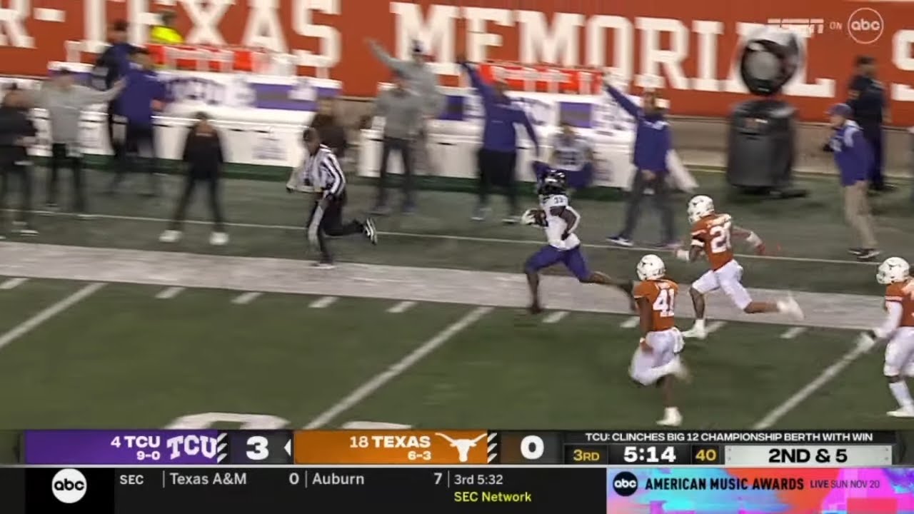 TCU RB Kendre Miller 75 Yard TD vs Texas | 2022 College Football - YouTube