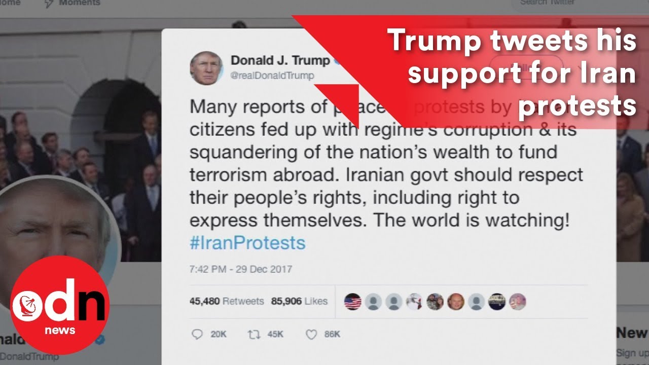 Trump tweets his support for Iran protests - YouTube