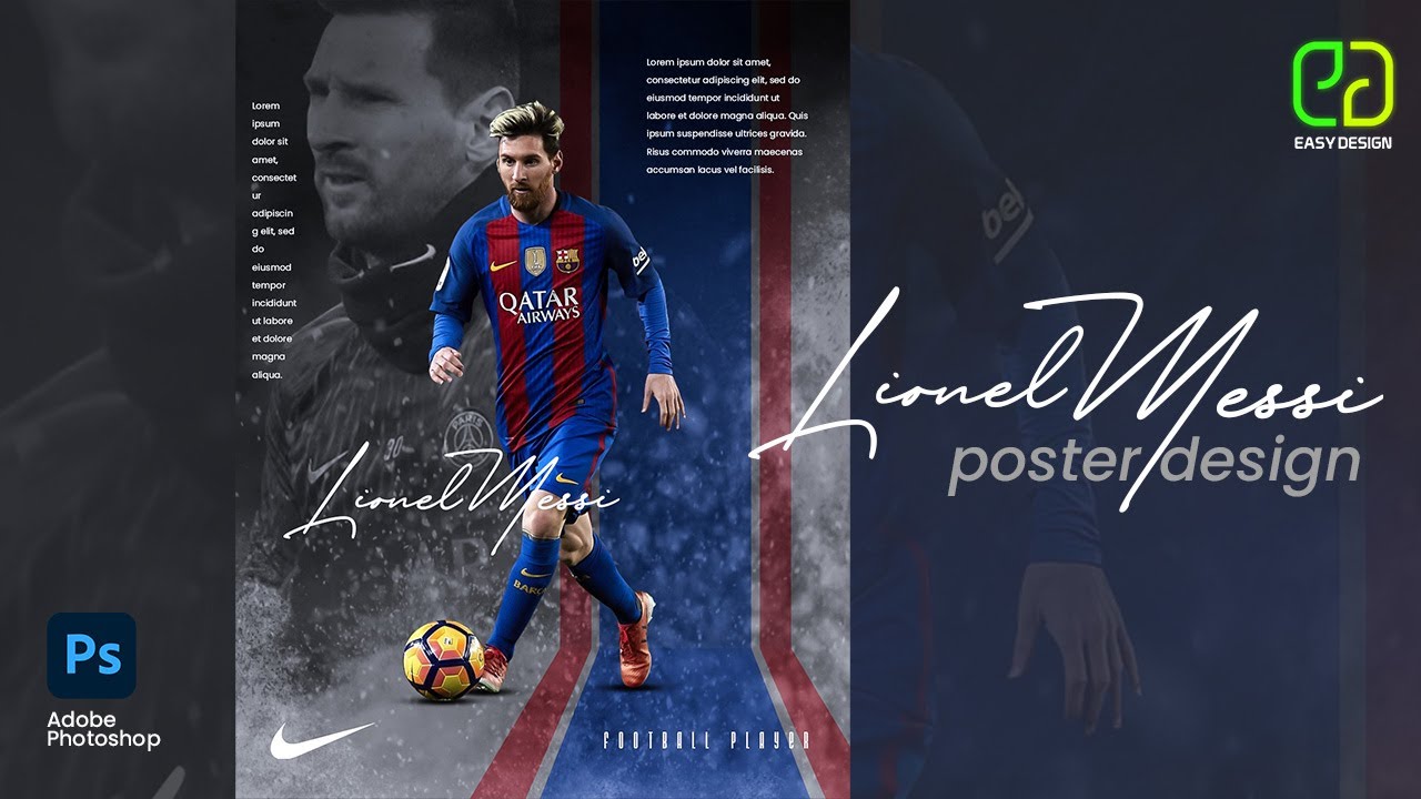 Messi Football poster design in Adobe Photoshop. Easy design makes it ...