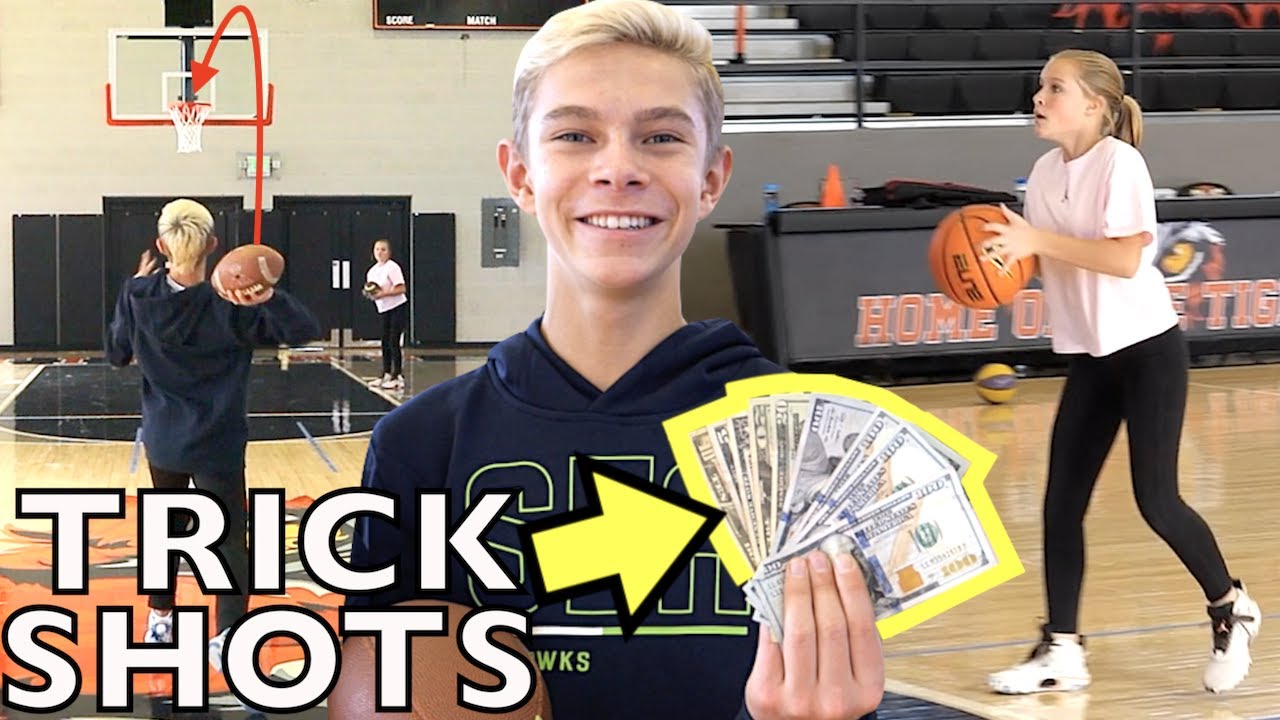 FIRST to MAKE BASKETBALL TRICK SHOT WINS MONEY! 🏀💰 - YouTube