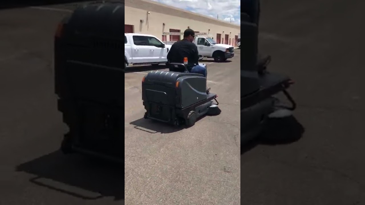 Viper rider sweeper-the ROS1300- having fun in a parking lot. Why walk ...
