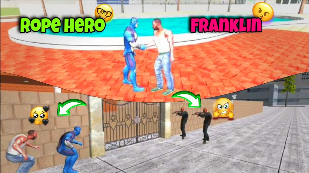 😯ROPE HERO vs FRANKLIN|| ROPE HERO IN INDIAN BIKE DRIVING 3D GAME ...