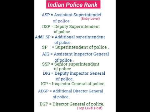 DGP/ADGP/IGP/DIG/AIG/SSP/SP/ADDI. SP/DSP/ASP Full Form ll Indian Police Rank #shorts - YouTube