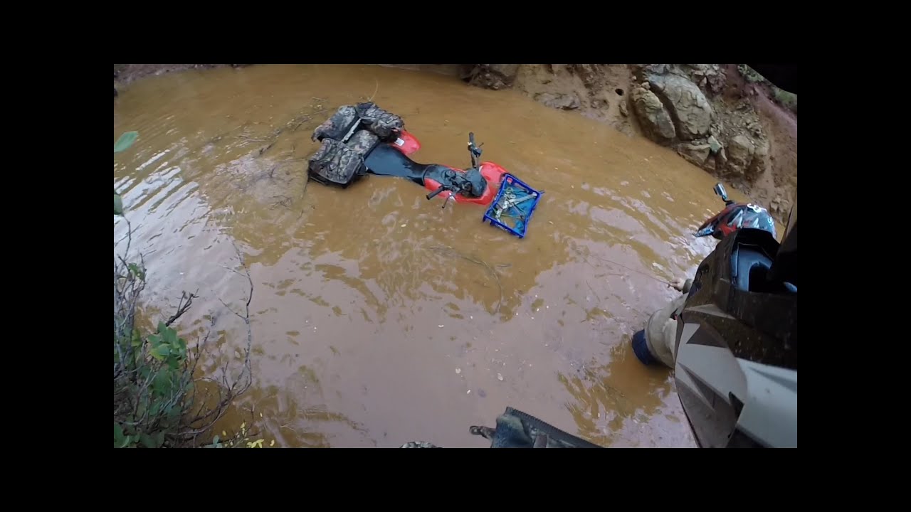 Sinking Honda Recon ATV in deep puddle - YouTube