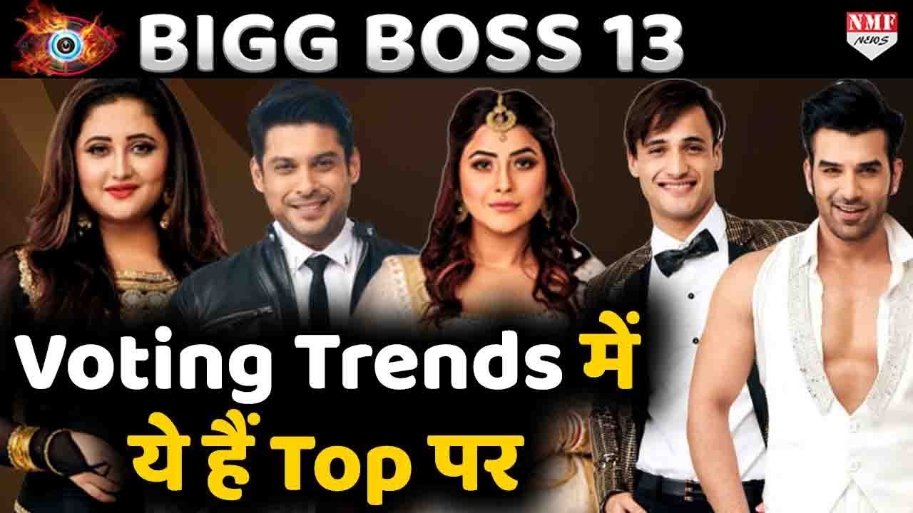 Bigg Boss 13 Top 5 Contestants,जान लीजिए Voting Trends के हिसाब से ...