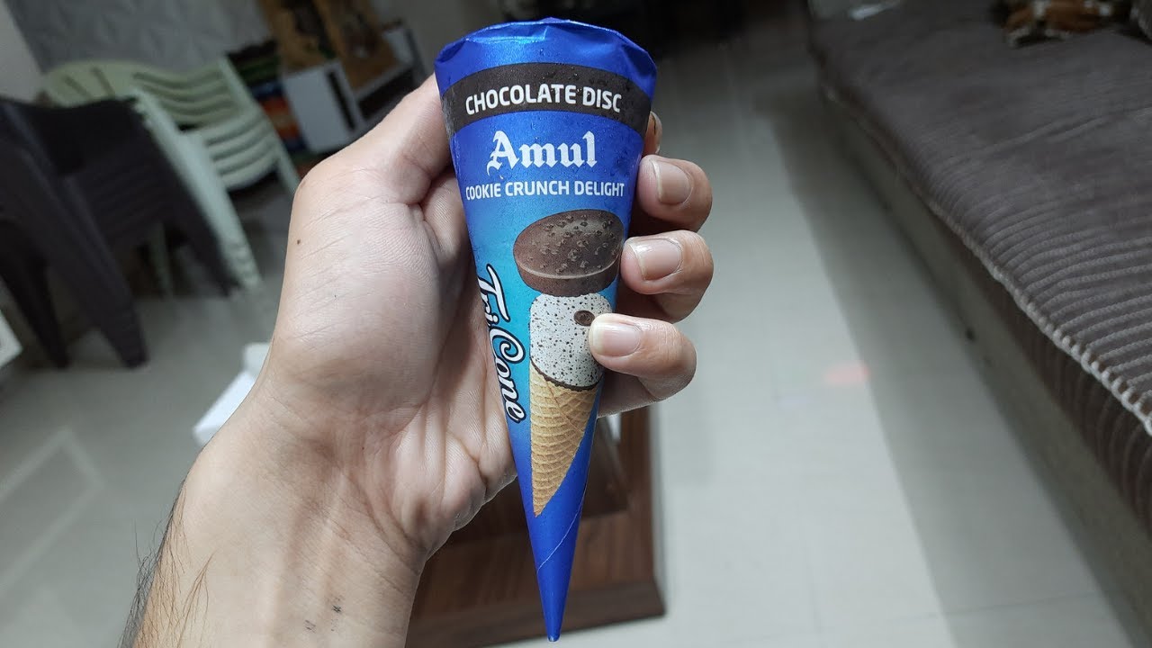 अमूल COOKIE CRUNCH DELIGHT CHOCOLATE DISC Tri Cone full review - YouTube