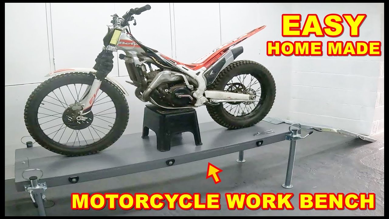 DIY Motorcycle Ramp Work Bench Table Lift Workshop Paddock Stand - YouTube