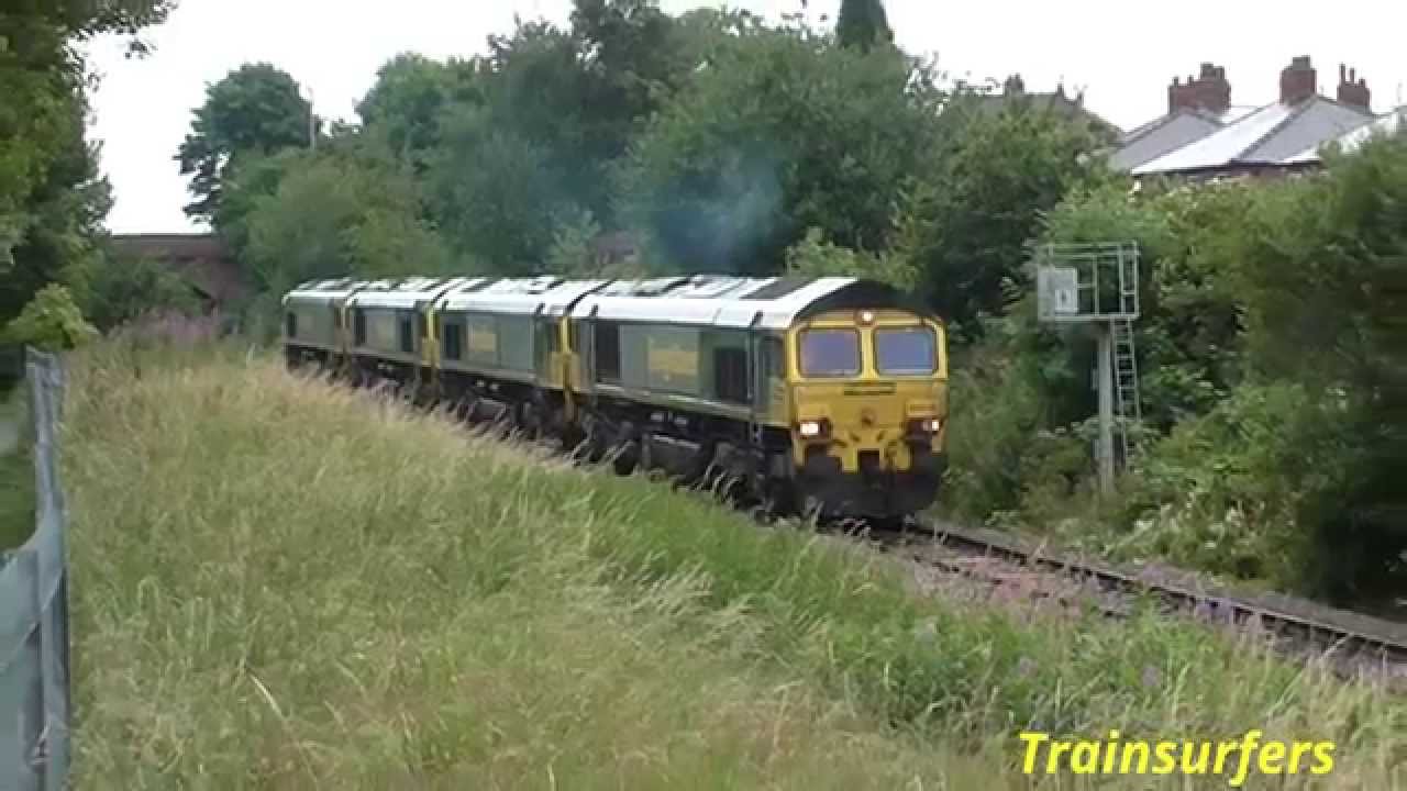 Freightliner Class 66 No's 66515 + 66535 + 66550 + 66565 on 0D53 Crewe ...