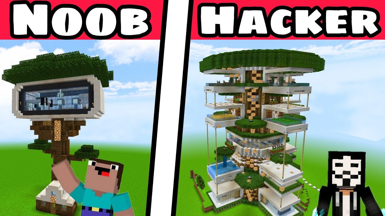 Minecraft noob vs hacker tree house - YouTube