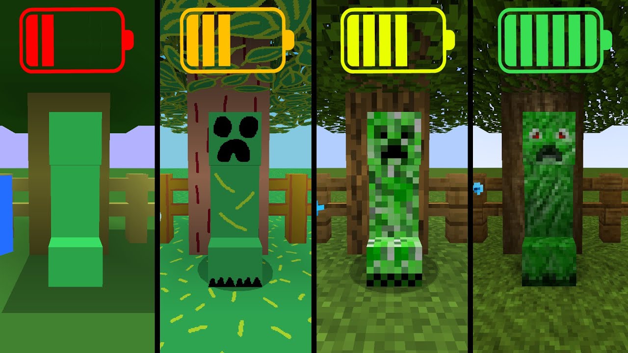 Creeper with different battery in Minecraft - YouTube