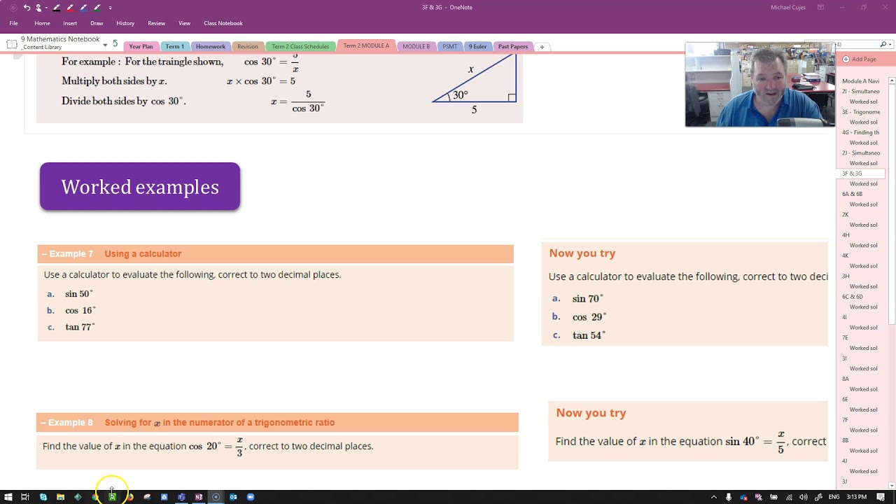 Yr 9 TErm 2 3F&3G Trig. to find side lengths - YouTube