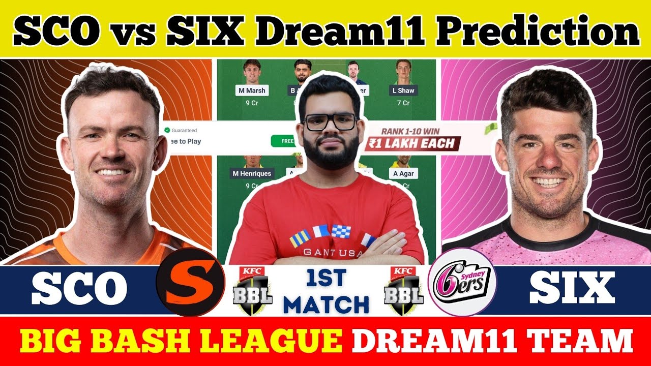 SCO vs SIX Dream11 Prediction| SCO vs SIX Dream11 Team| SCO vs SIX BBL ...