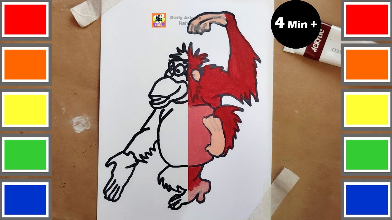 How to Draw King Louie from the Jungle Book | Coloring Page for Kids ...