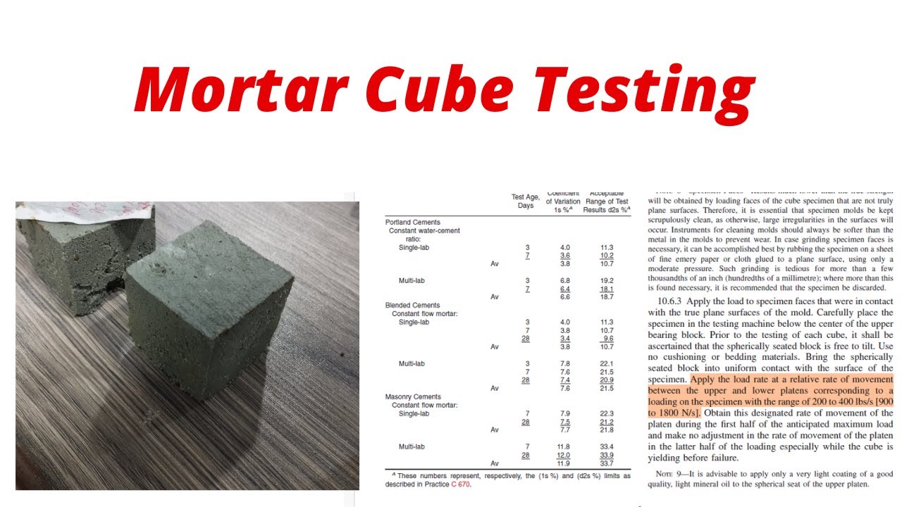 How to test mortar cubes | Mortar Cube Testing - YouTube