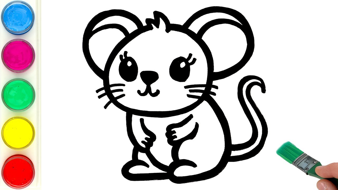 Mouse and Cheese Picture Drawing, Painting and Coloring for Kids ...