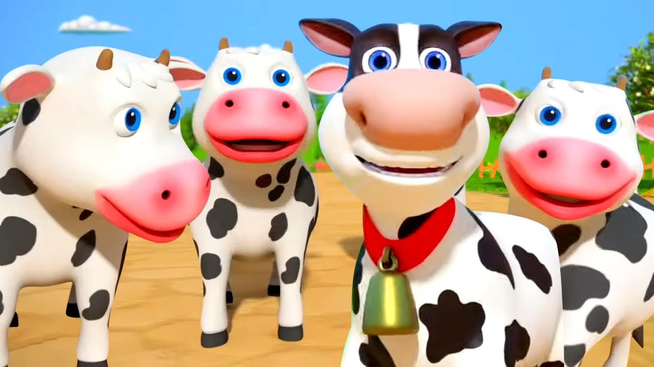 Five Little Cows, Animals Song and Nursery Rhymes for Kids - YouTube