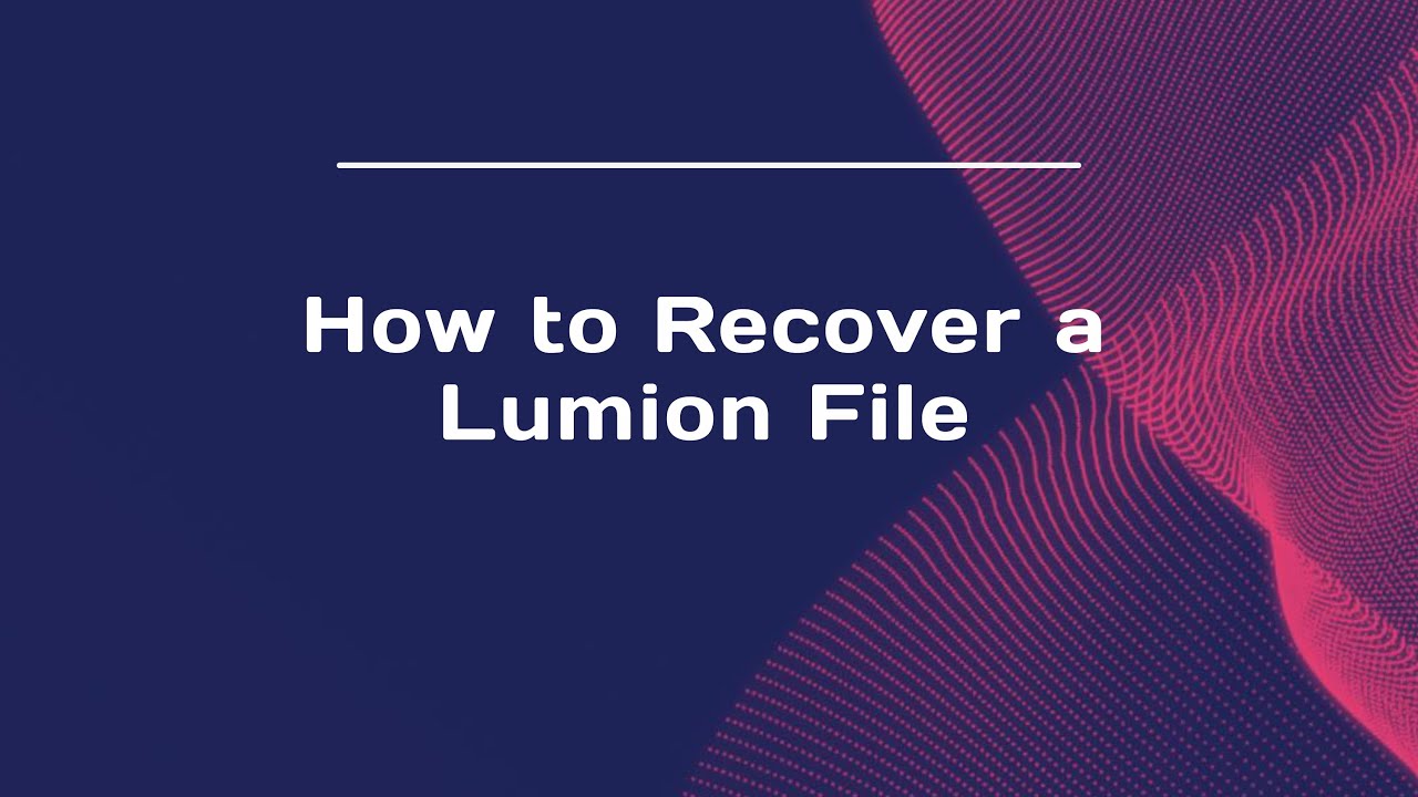 How to Recover a Lumion File - YouTube