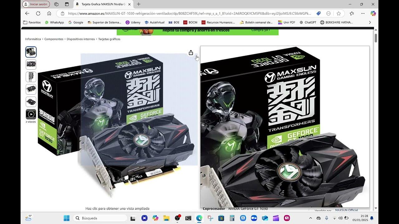 Tarjeta Grafica Nvidia GEFORCE GT 1030 4K. Prof. Ingeniero Informático Eduardo Rojo Sánchez ...