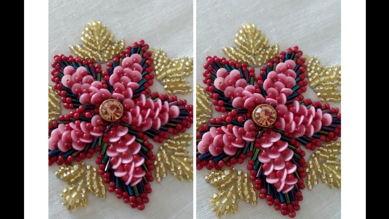 flower embroidery / bead work flower design @blossomembroidery - YouTube