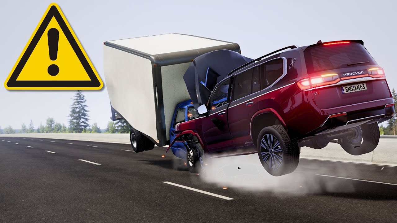 Autobahn Realistic High Speed Wrecks! - BeamNG Drive - YouTube