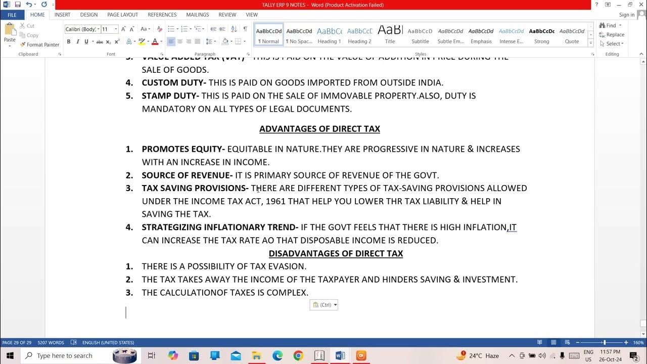 Advantages & Disadvantages of Direct Tax in Tally ERP Tally ERP.9 Full Course english and Hindi ...