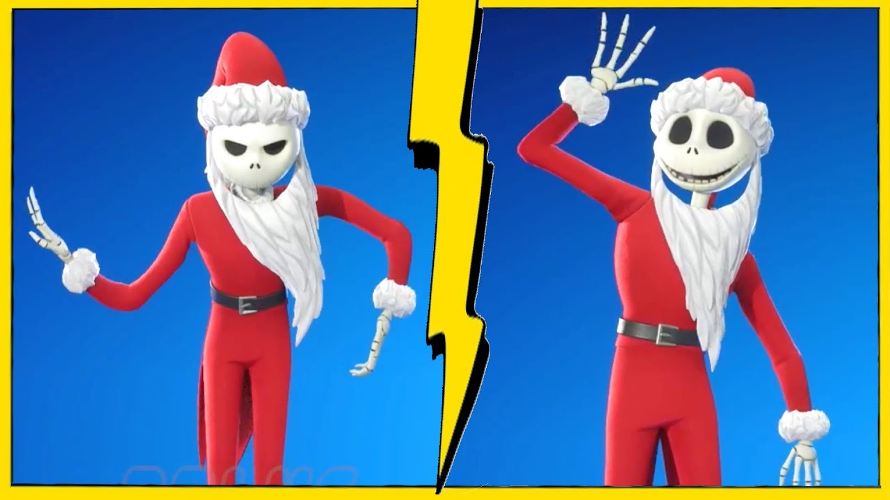 FORTNITE SANTA JACK SKELLINGTON with All Emotes and Dances Ever Made ...