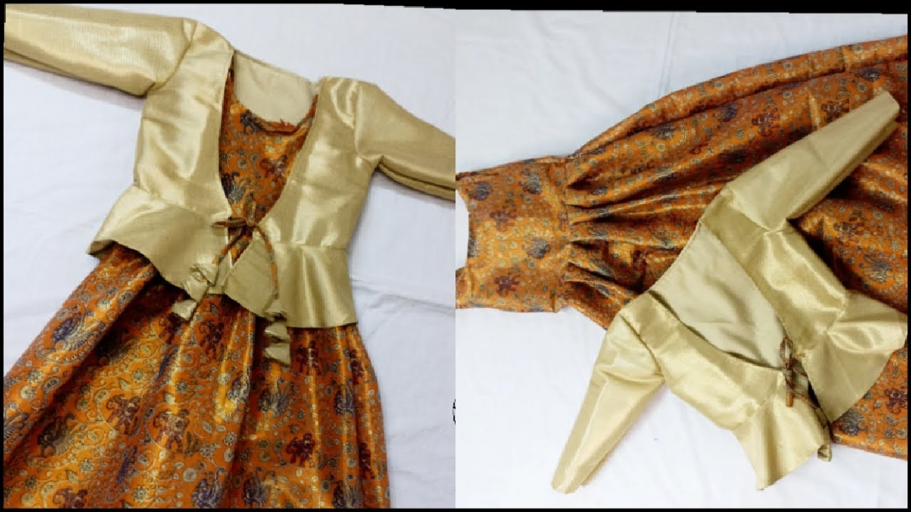 Designer Box Pleated Long Frock with Jacket/7-8 years girl baby cutting ...