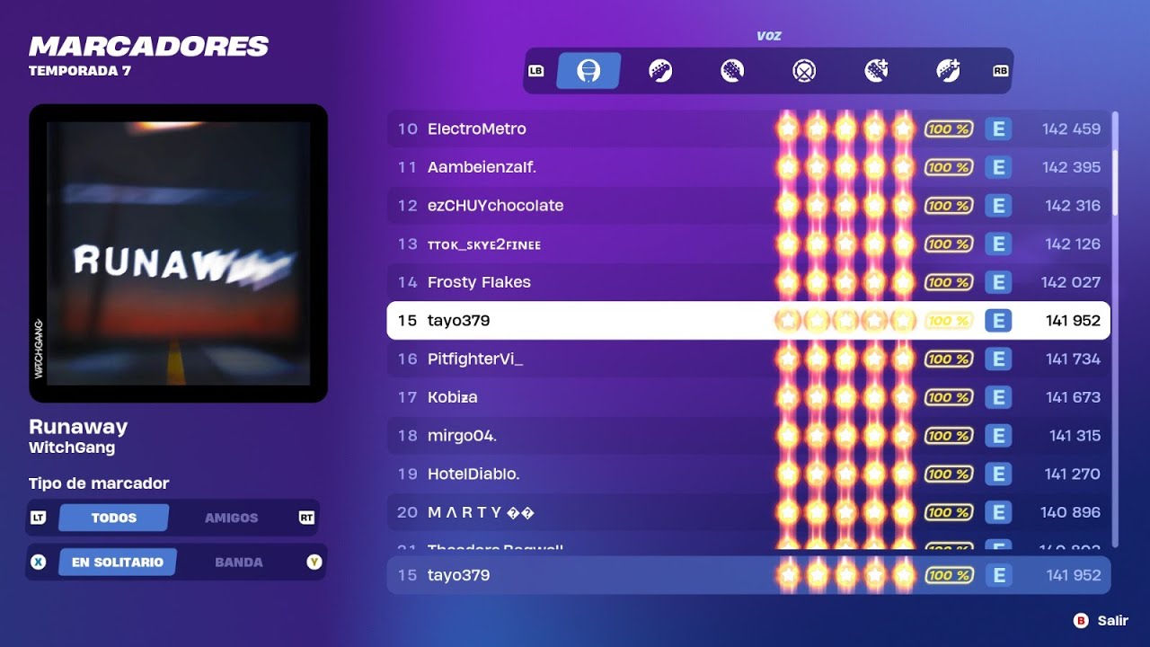 Fortnite Festival - Runaway - Vocals/Voz 100% FC Rank Place Top Global ...