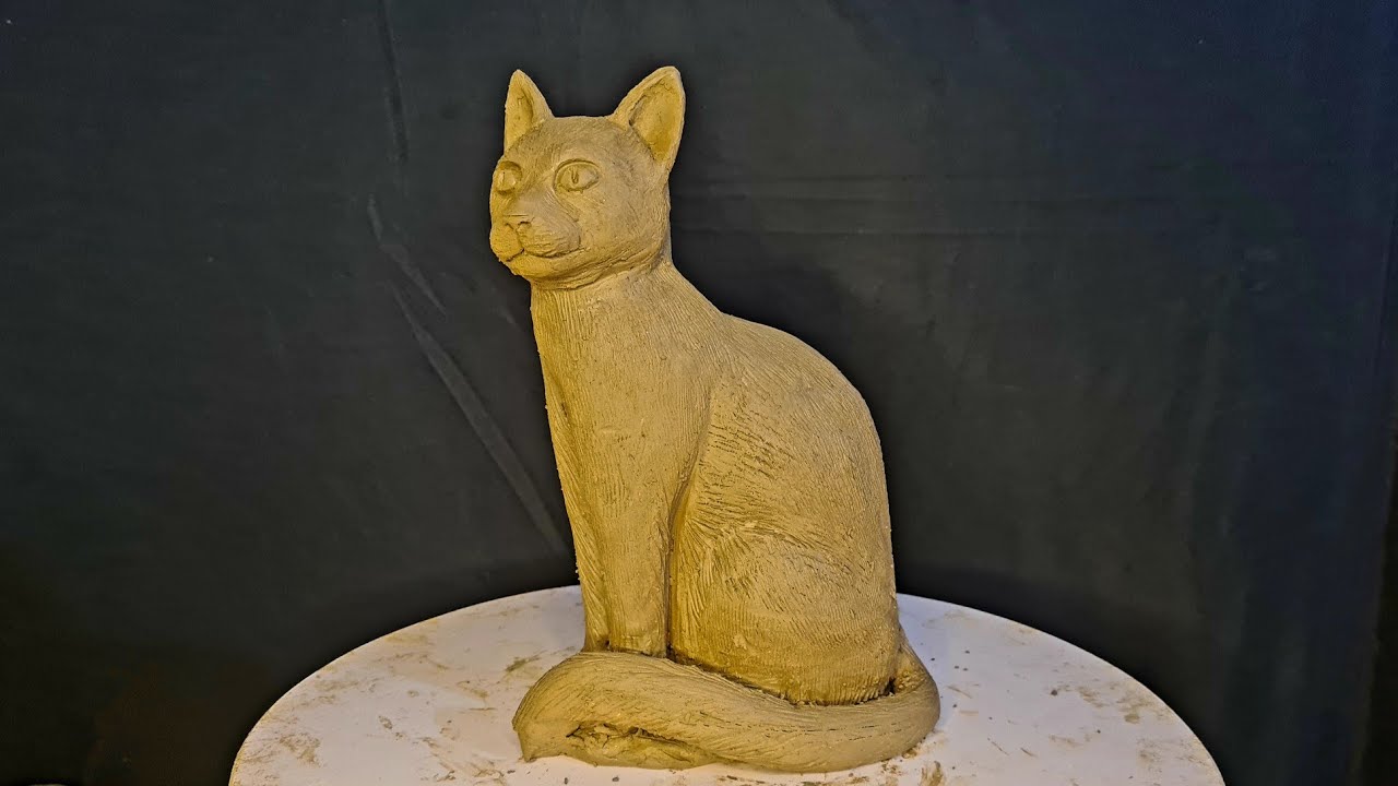 How to make cat with clay | clay cat 🐈 | cat sculpture - YouTube