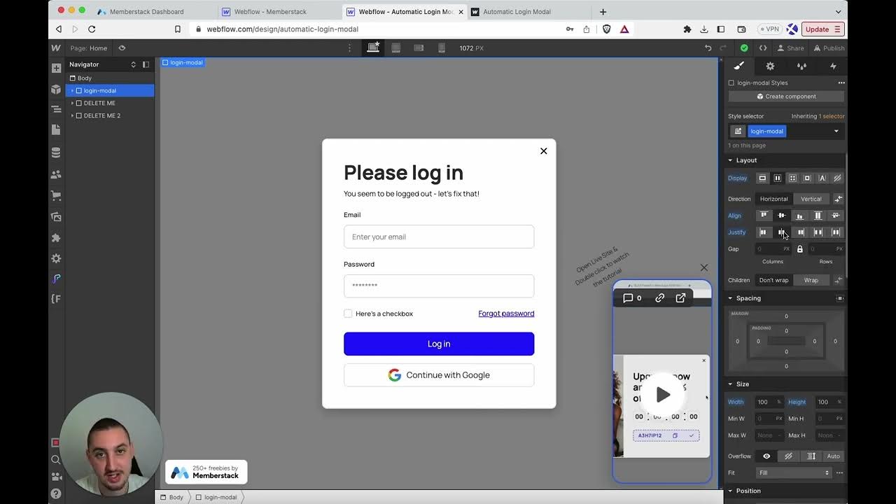 How To Automatically Show Login Modal To Visitors Without An Account (Webflow) - YouTube