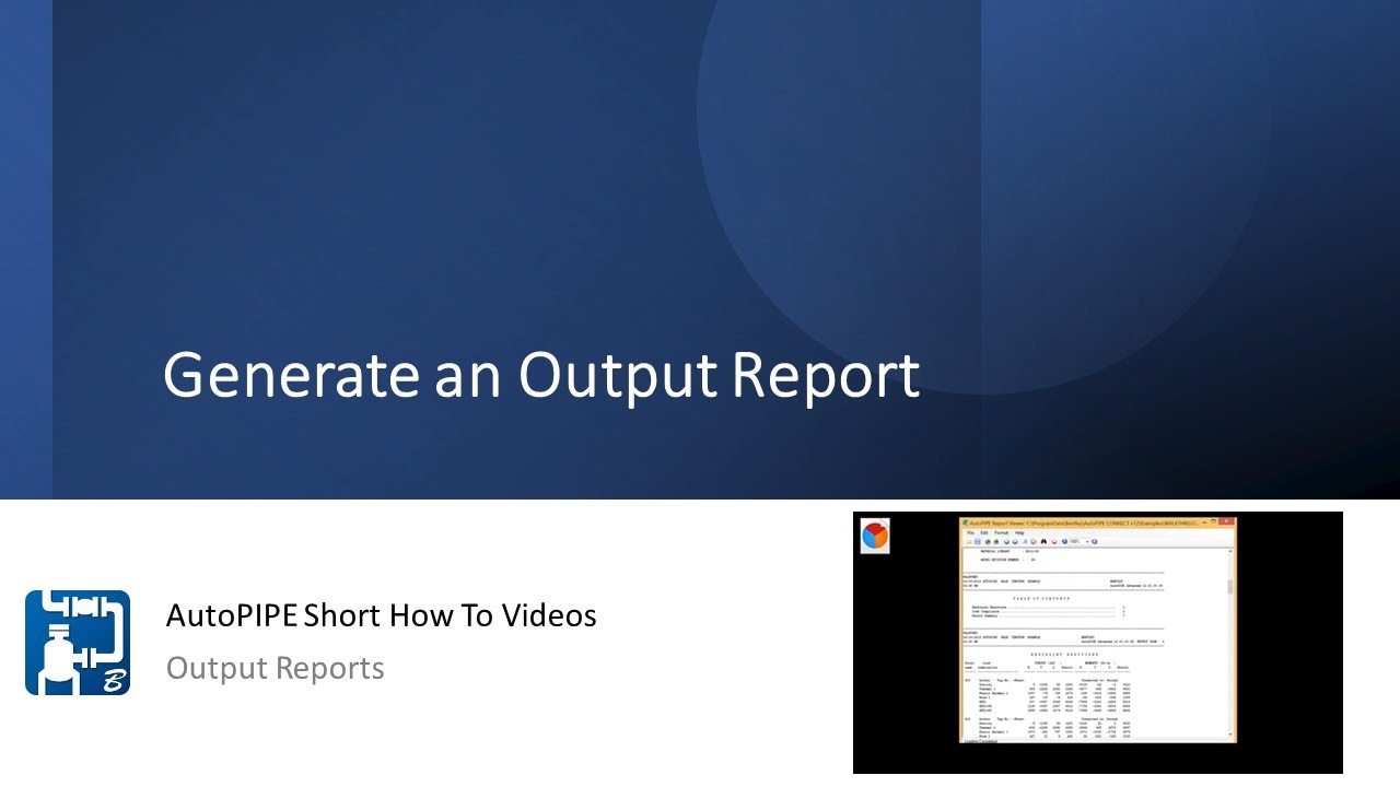 Generate an Output Report - YouTube