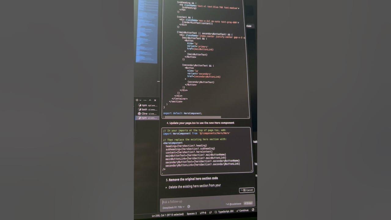 💻 AI meets Coding | DeepSeek R1 70B in Action - 15sec Quick Clip! - YouTube