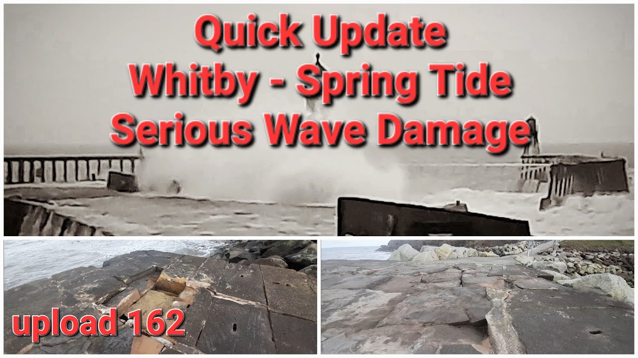 Whitby Spring Tide Serious Wave Damage - YouTube