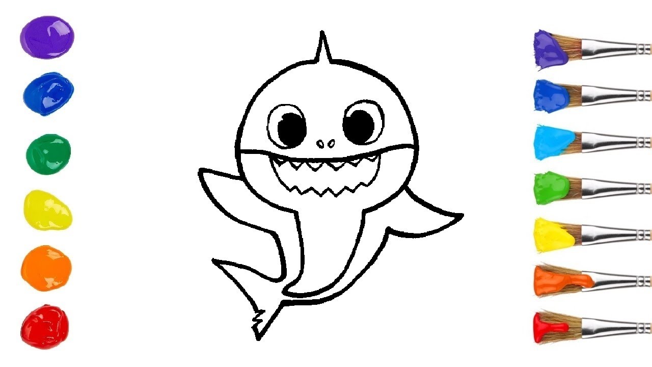 How To Draw Baby Shark | Easy Painting | Mommy Shark | Daddy Shark ...