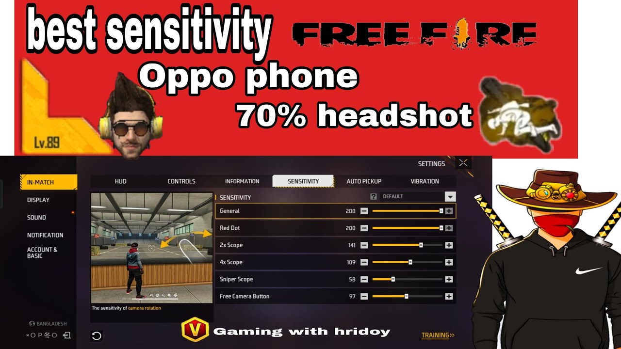 Best sensitivity Oppo f19 Pro 🥰 70% headshot 😱 - YouTube