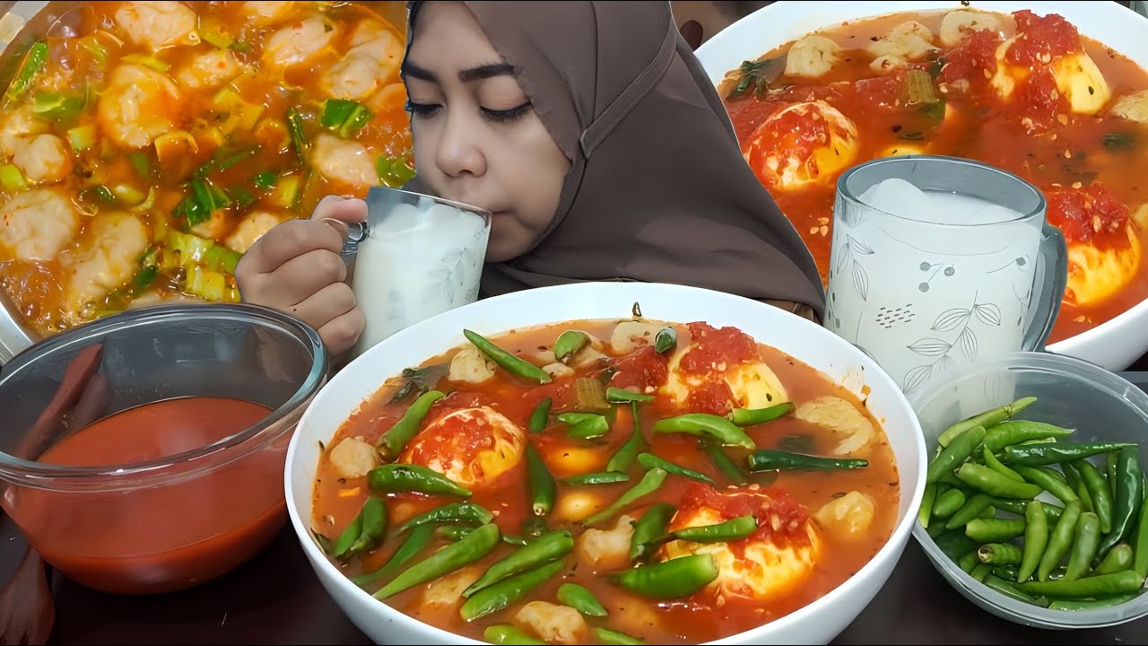 mukbang baso ikan pedas extra cabe | asmr mukbang - YouTube