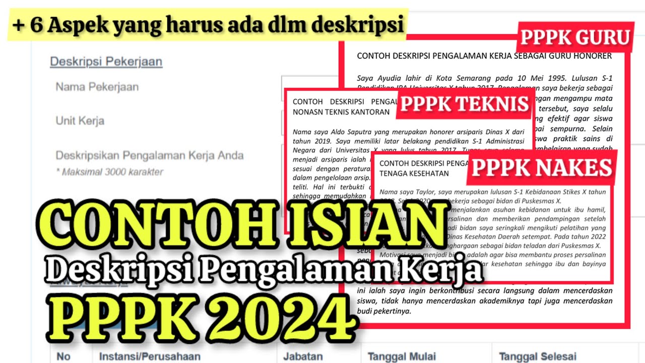 CONTOH DESKRIPSI PEKERJAAN/DIRI UNTUK PPPK 2024 | Contoh Untuk PPPK ...