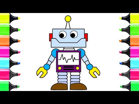 How To Draw A Robot Easy Step by step||Robot Drawing, Colouring For ...