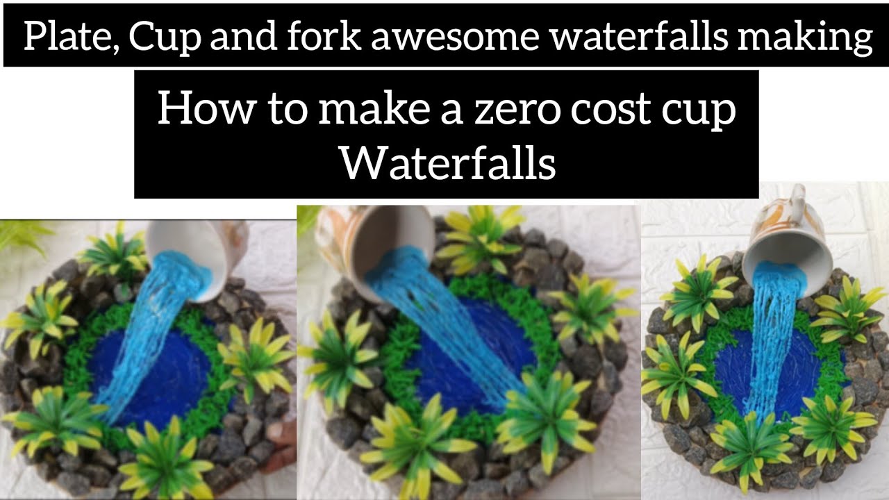 Plate, Cup & Fork Awesome Waterfalls / How to make a Waterfalls # ...