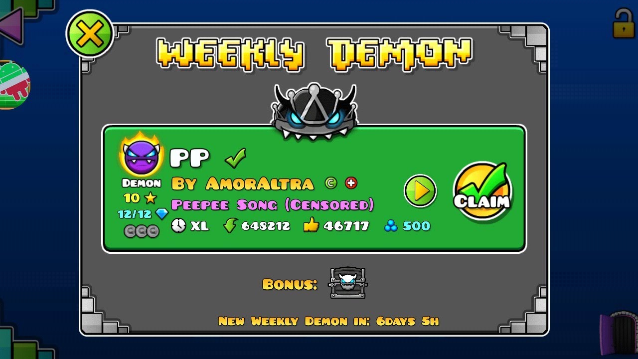 [On Mobile] PP (100%, Epic Weekly Demon By Amoraltra | Geometry Dash ...