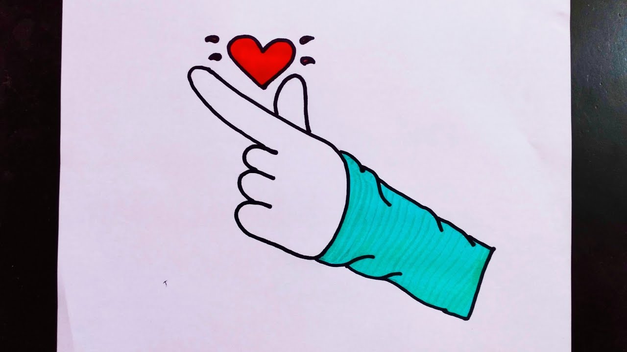 Easy Korean Tumbler Finger Heart Drawing/Easy BTS Finger Heart Drawing ...