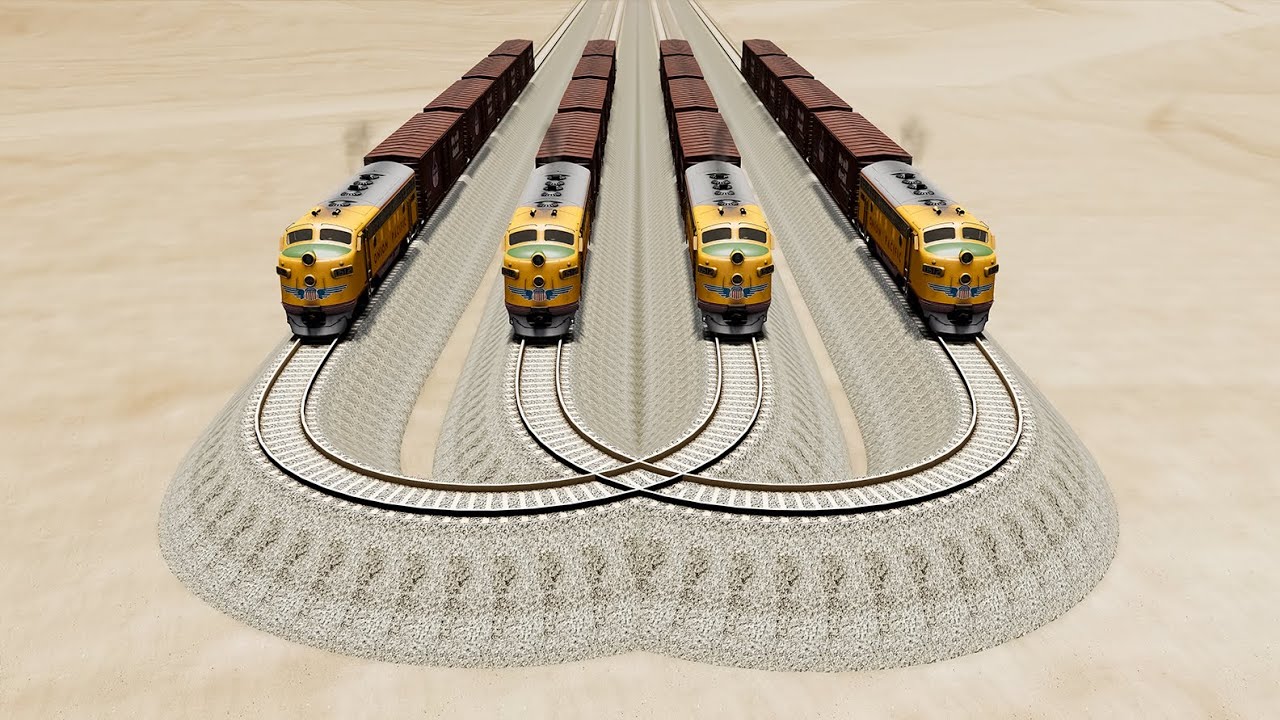 Big Mistake On Rail Tracks Double U Shape Rail Tracks Crossing Trains ...