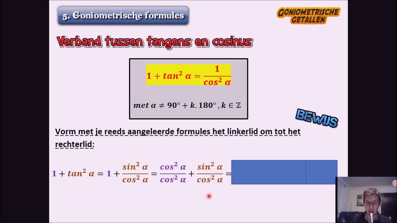 Goniometrische cirkel "DEEL 2": 5. Goniometrische formules (verband ...