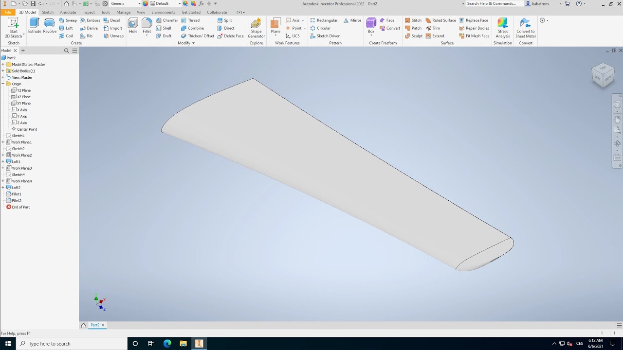 ️ NACA 23112 plane wing in Autodesk Inventor 2022 - YouTube