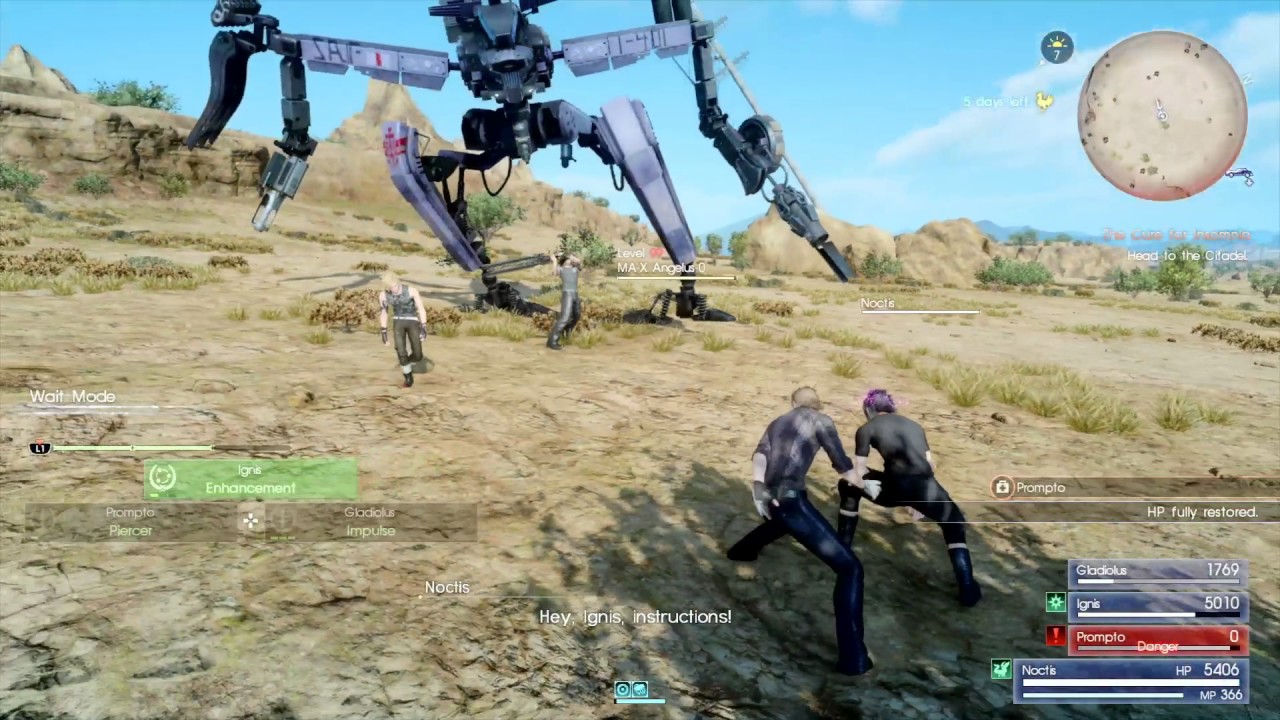 Final Fantasy 15 Gameplay Angelus - quick battle and Magitek suit V2 ...