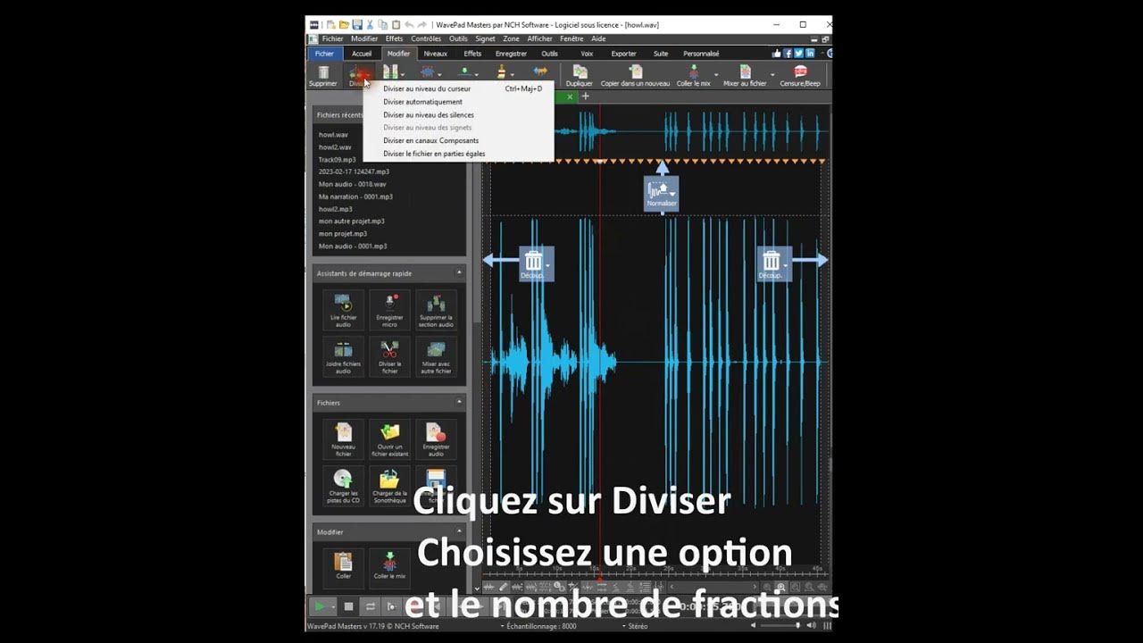 Comment séparer ou joindre des fichiers audio dans WavePad - YouTube