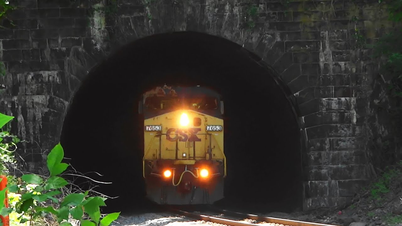 CSX Freight Train Coming Out Of Union Dam Tunnel - YouTube